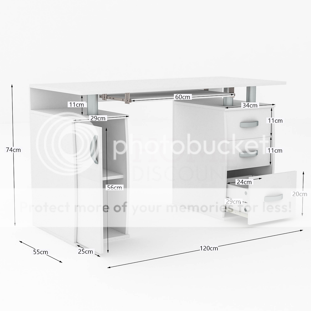 Business, Office & Industrial Otley Computer Desk 3 Drawer Laptop PC ...