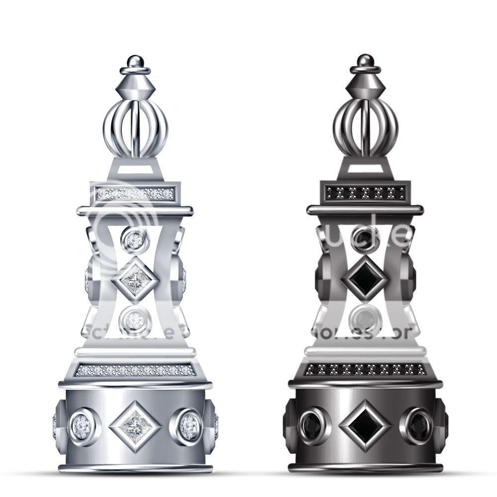 Collectors Item-Sim. Diamond Studded 32 Pieces Chess Set of 925 ...